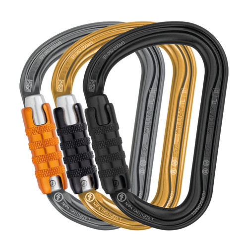 PETZL William Large Aluminum Triact-Lock (3-stage) Carabiner 3 Color Pack