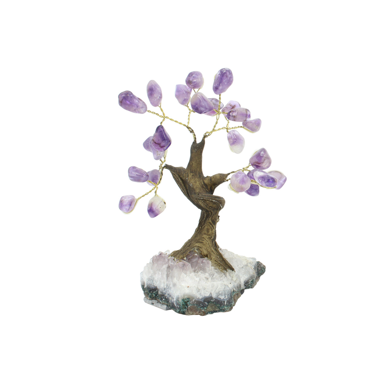 Brazilian Amethyst Gemstone Tree on an Amethyst Cluster Base (Size Vary)