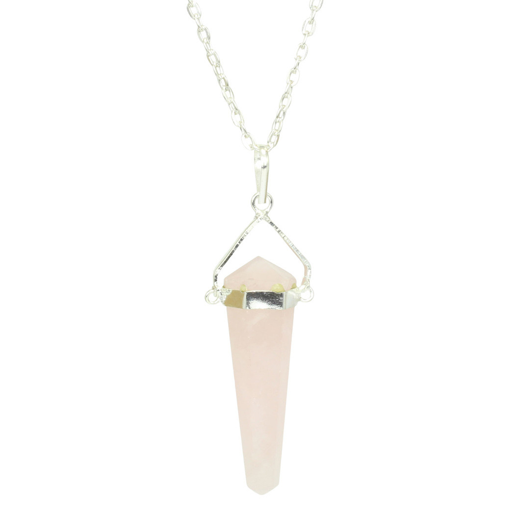 Rose Quartz Point Pendant Necklace