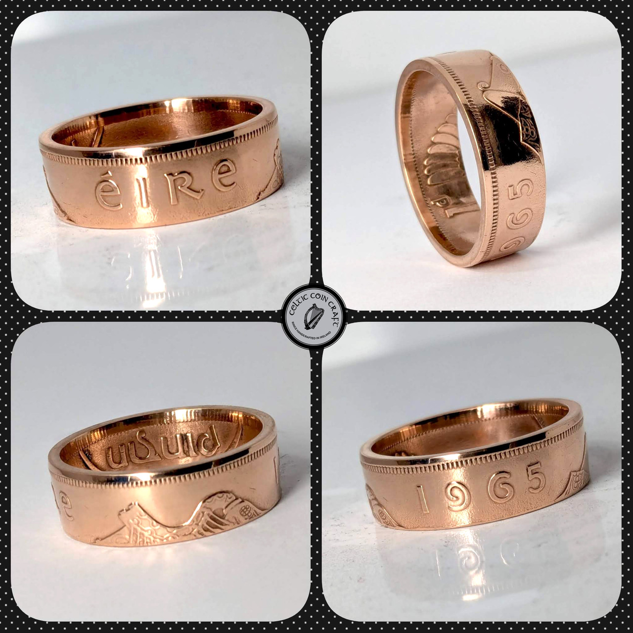 Irish Copper Pingin Coin Ring 1940s - 1960s