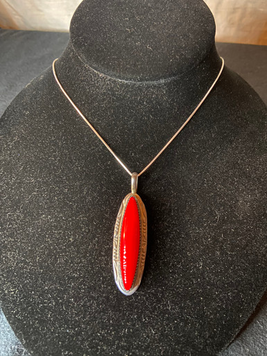 Elongated Red Coral Necklace