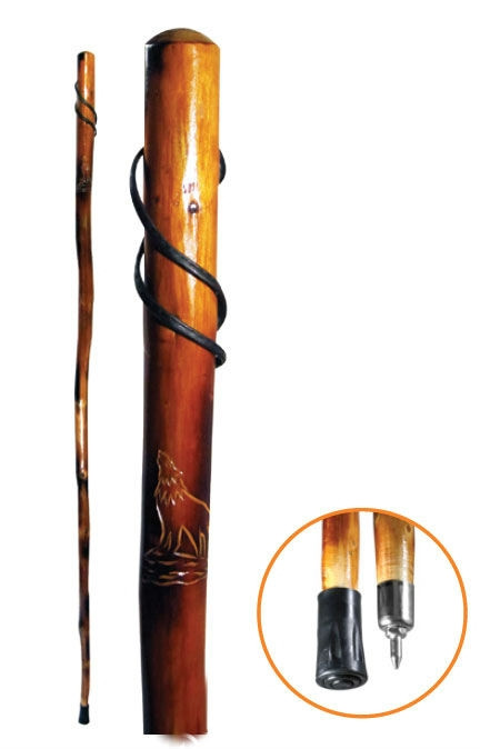 Howling Wolf Design Hiking Stick