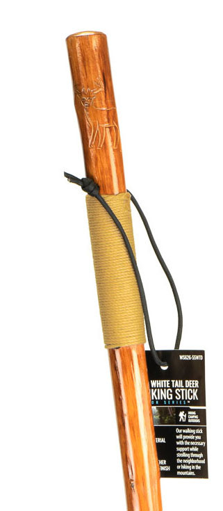 Rope Wrapped Wooden Walking/Hiking Stick with Hand Carved Eagle Design 55"