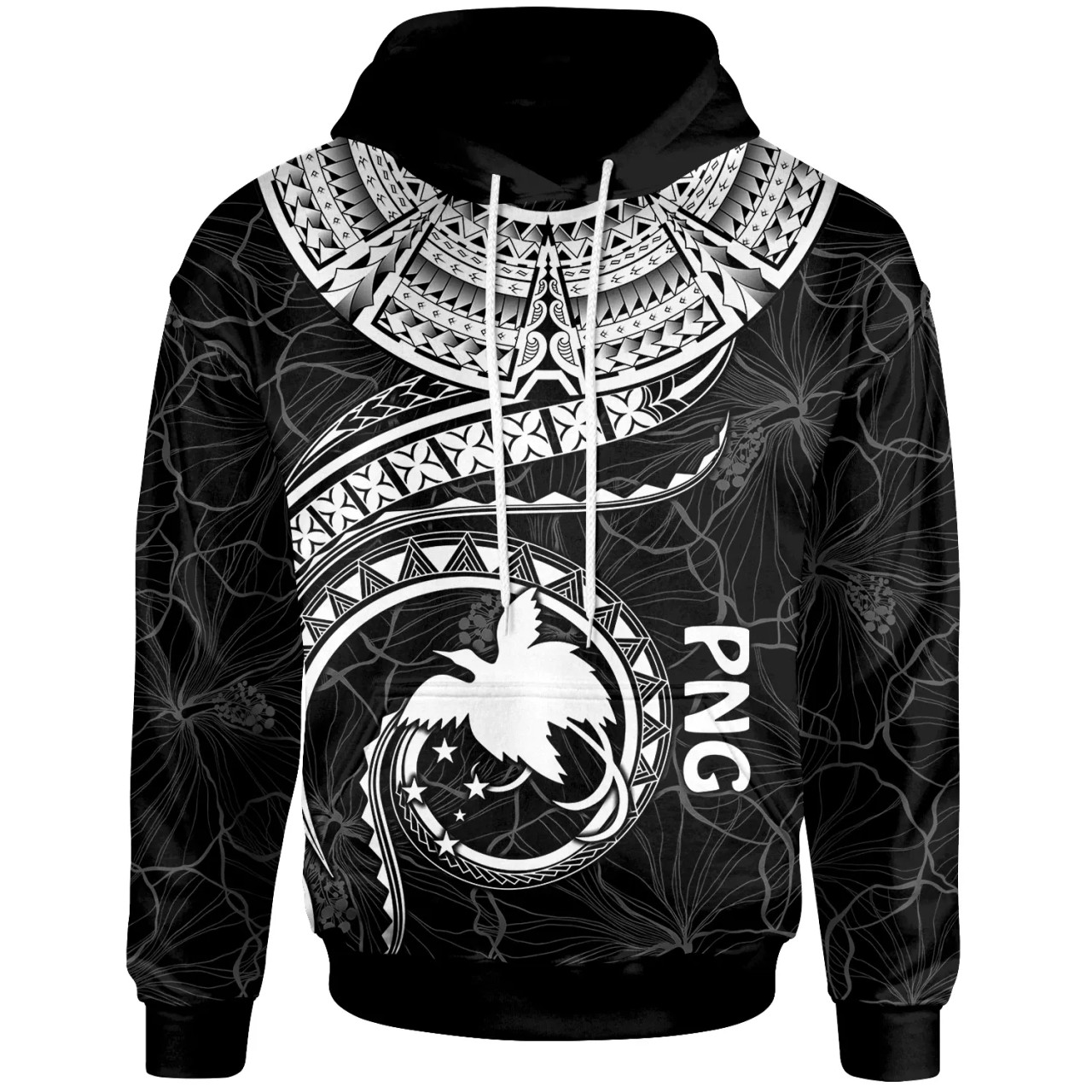 Papua New Guinea Polynesian Hoodie Papua New Guinea Waves White