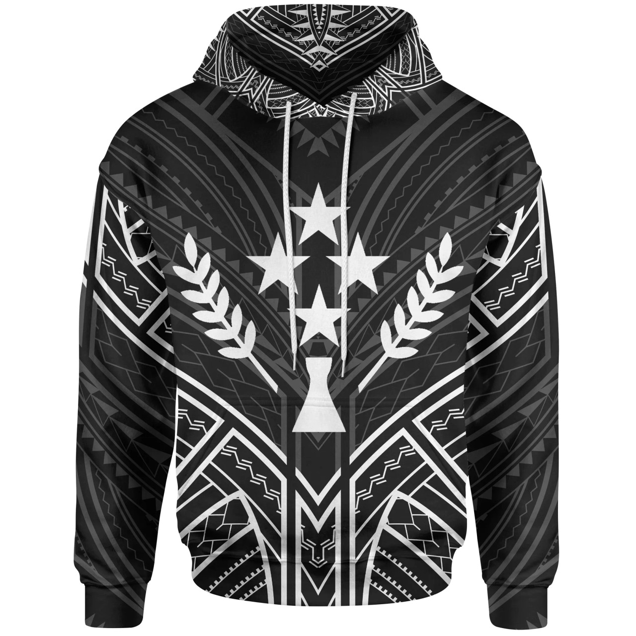 Kosrae State Hoodie Kosrae State Seal Black Tribal Patterns