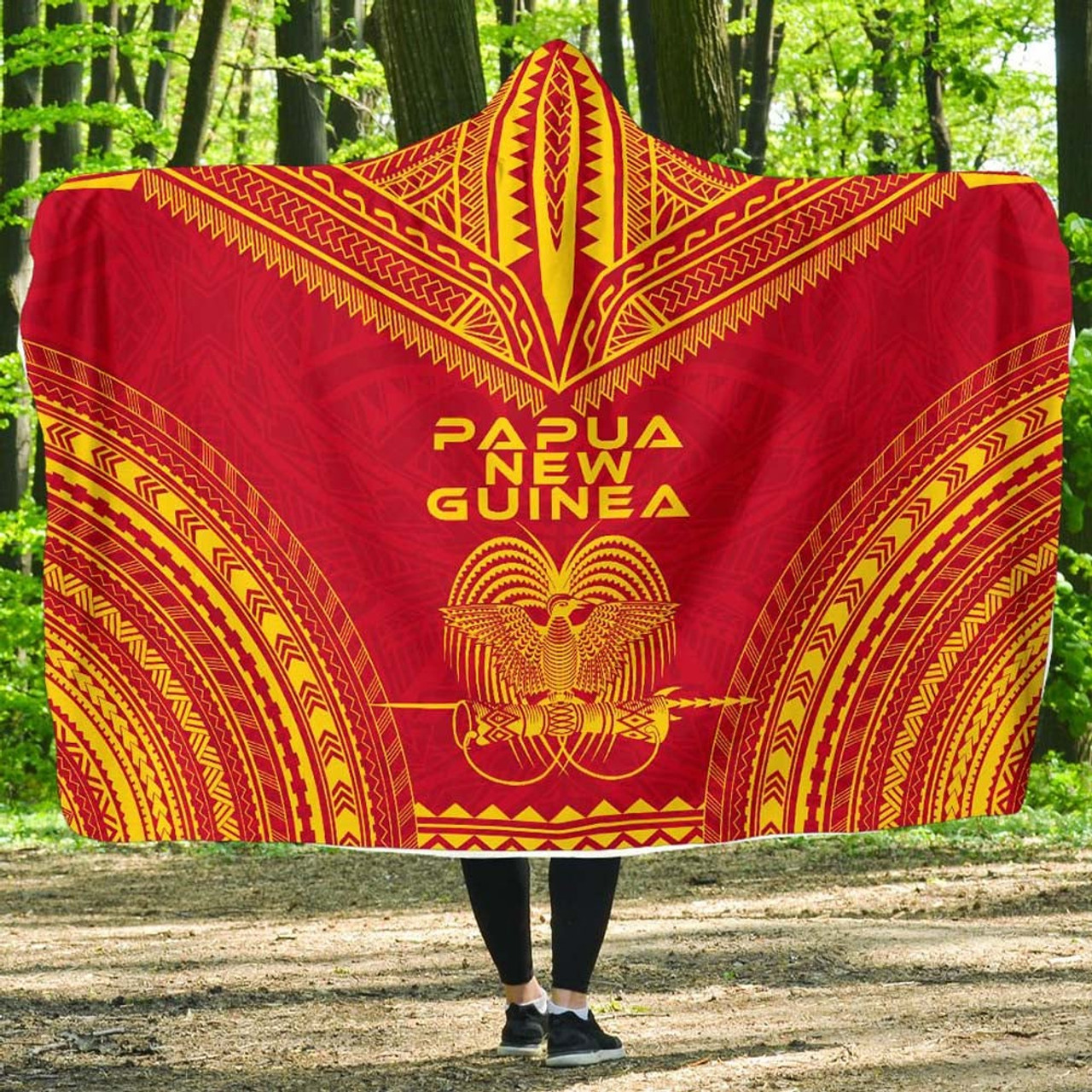 Papua New Guinea Flag Polynesian Chief Hooded Blanket