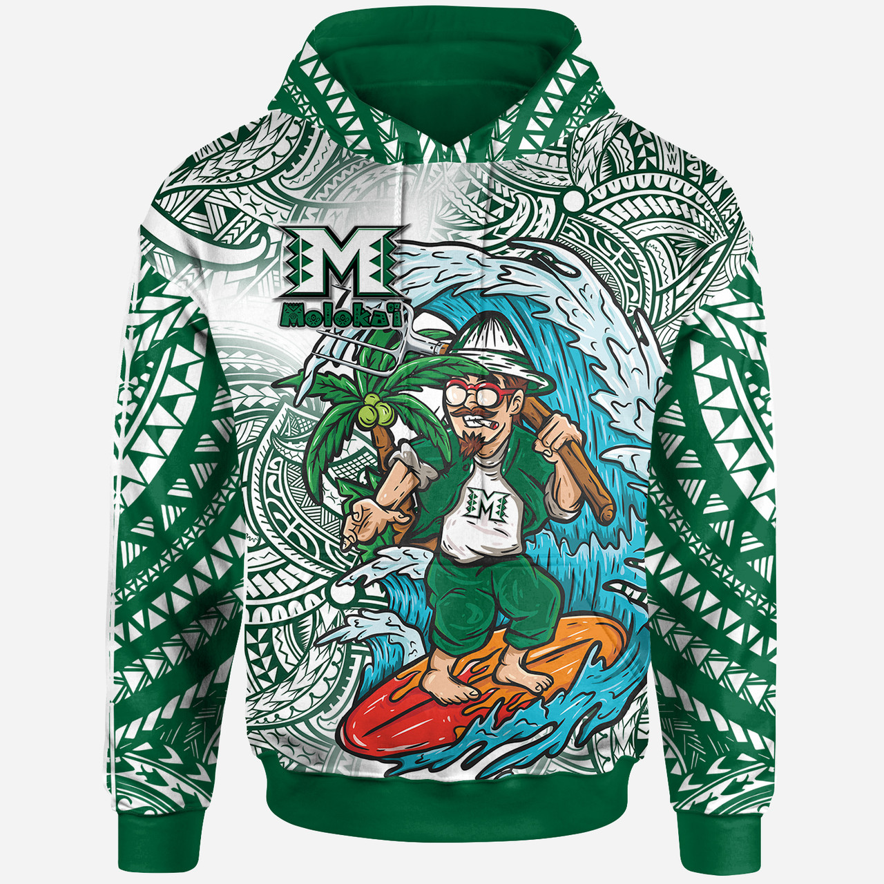 Hawaii Custom Personalised Hoodie Molokai High School Surfing Farmer