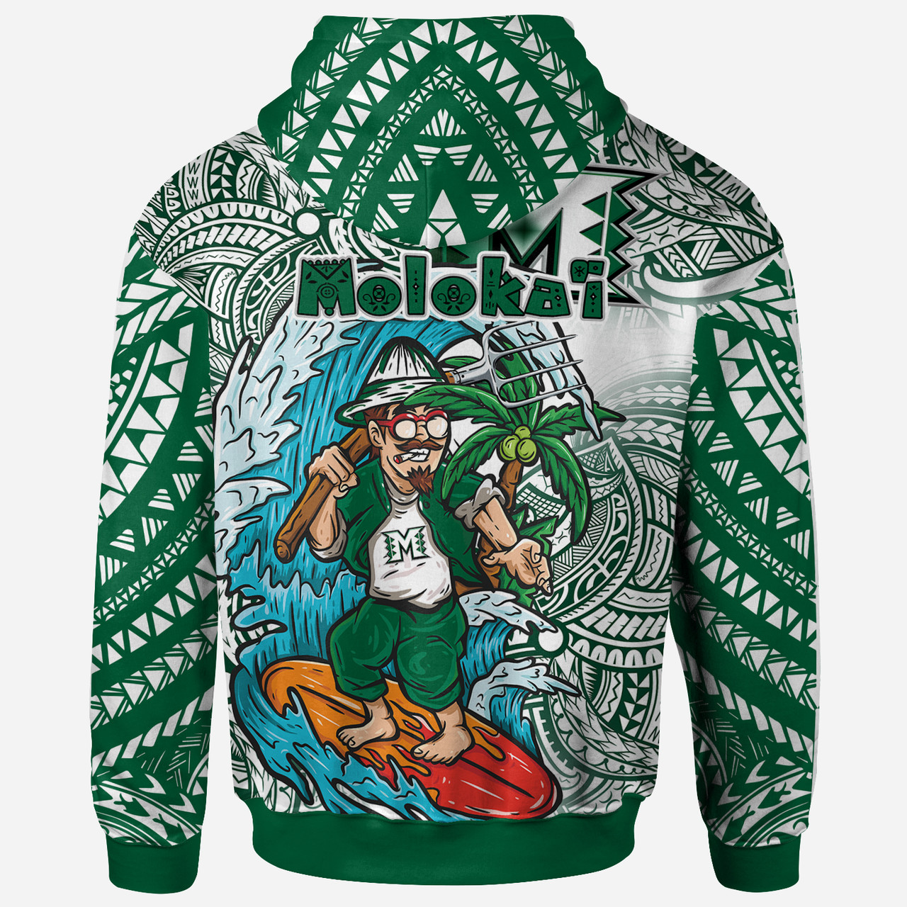 Hawaii Custom Personalised Hoodie Molokai High School Surfing Farmer