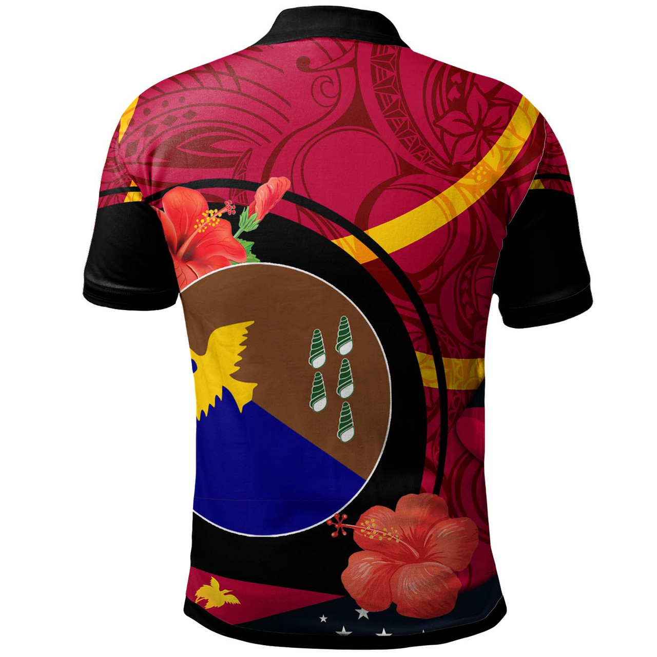 Papua New Guinea Polo Shirt Manus Flag Of Png With Hibicus And