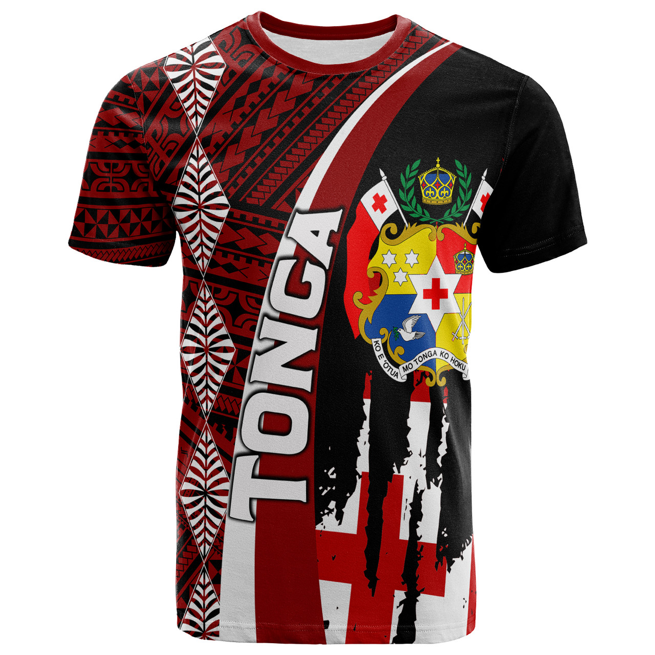 Tonga T Shirt Custom Coat Of Arms Tapa Tonga Patterns T Shirt