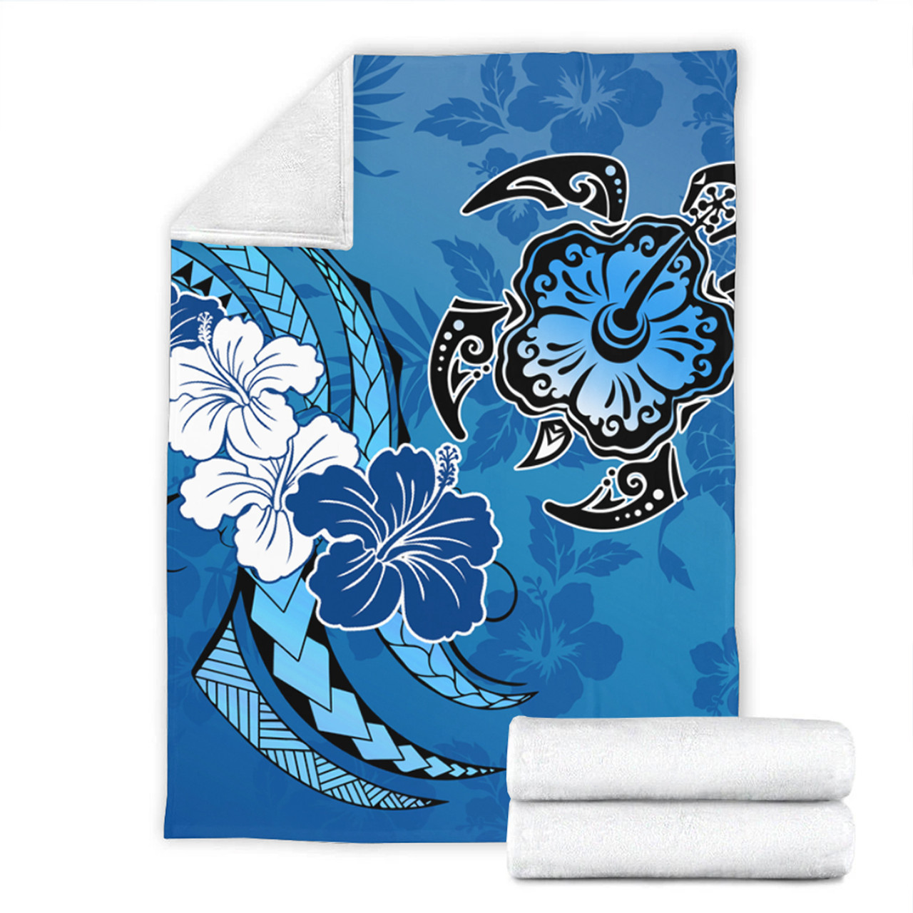 Hawaii Premium Blanket Hibiscus Flower And Sea Turtle Polynesian
