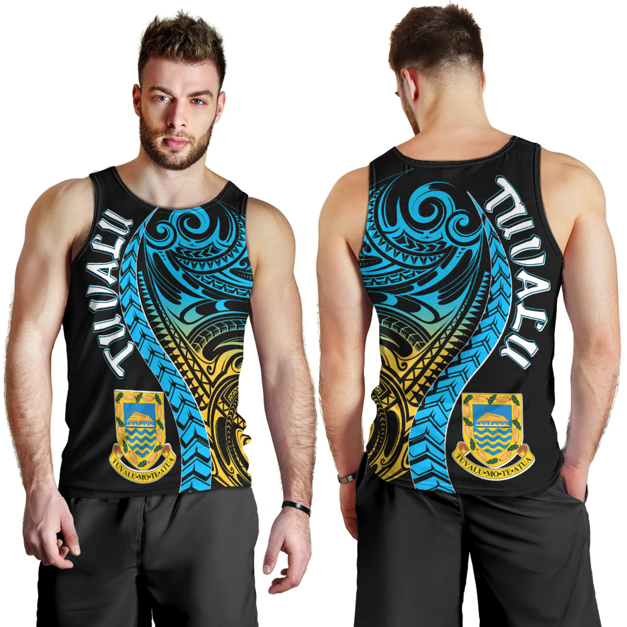 Tuvalu Polynesian Men Tank Top Tuvalu Day With Polynesian Pattern