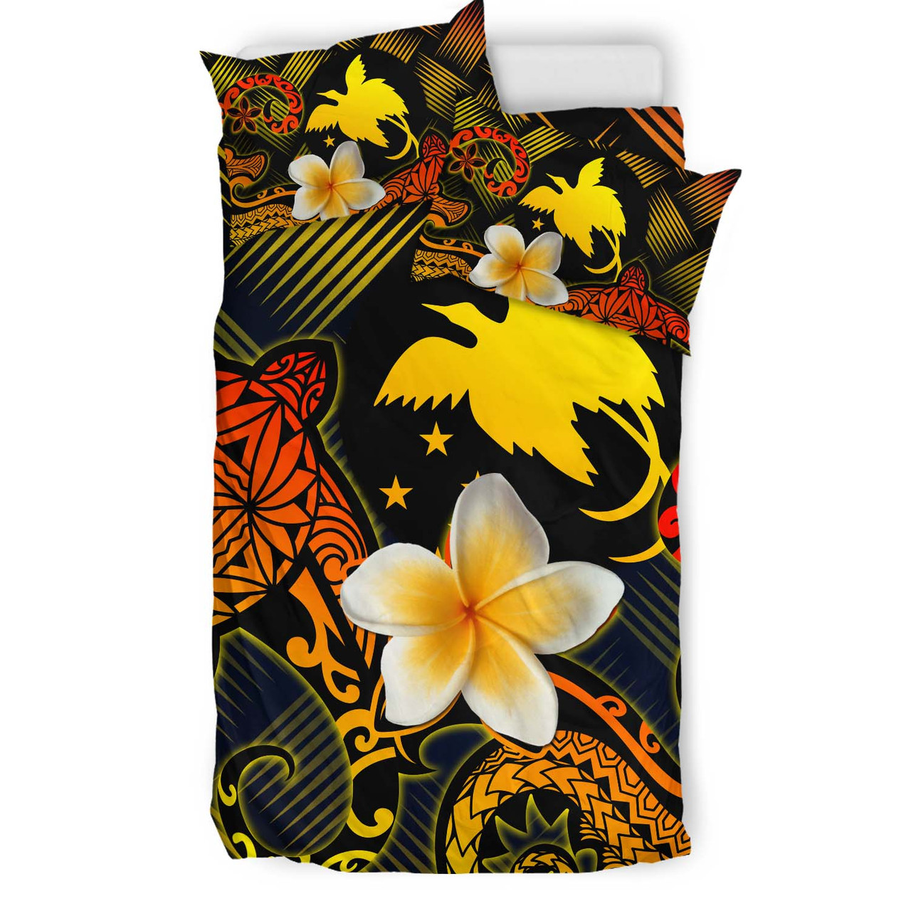 Papua New Guinea Polynesian Bedding Set Lauhala Turtle Plumeria Tropical