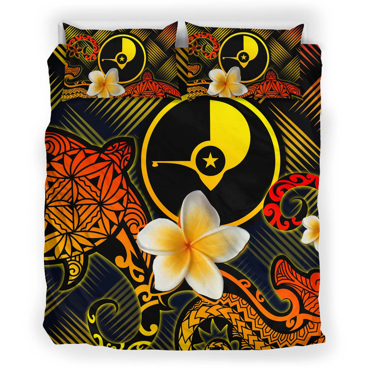 Yap Polynesian Bedding Set Lauhala Turtle Plumeria Tropical