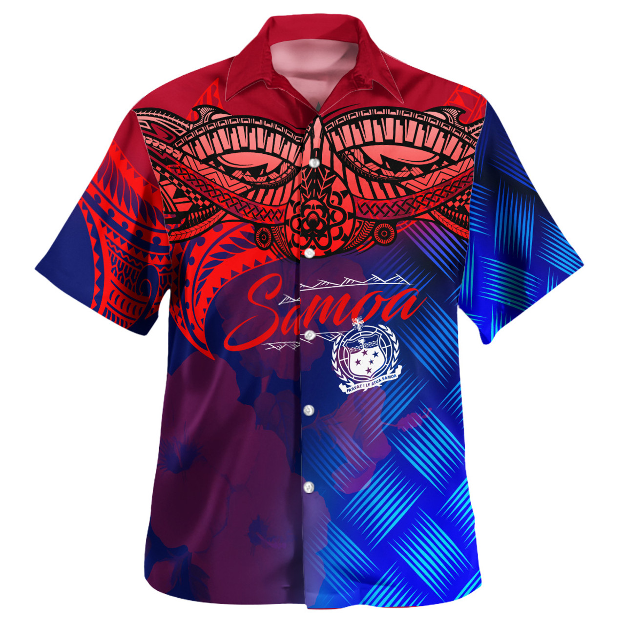 Samoa Polynesian Hawaiian Shirt Samoa Coat Of Arms With Lauhala