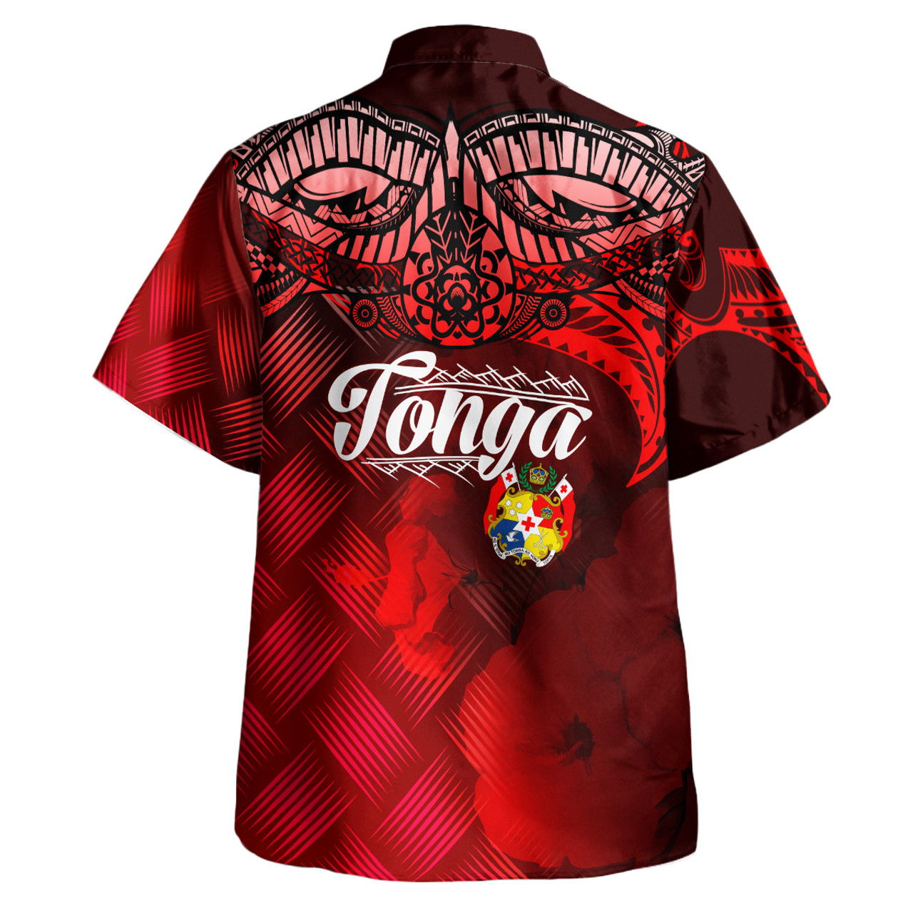 Tonga Polynesian Hawaiian Shirt Tonga Coat Of Arms With Lauhala