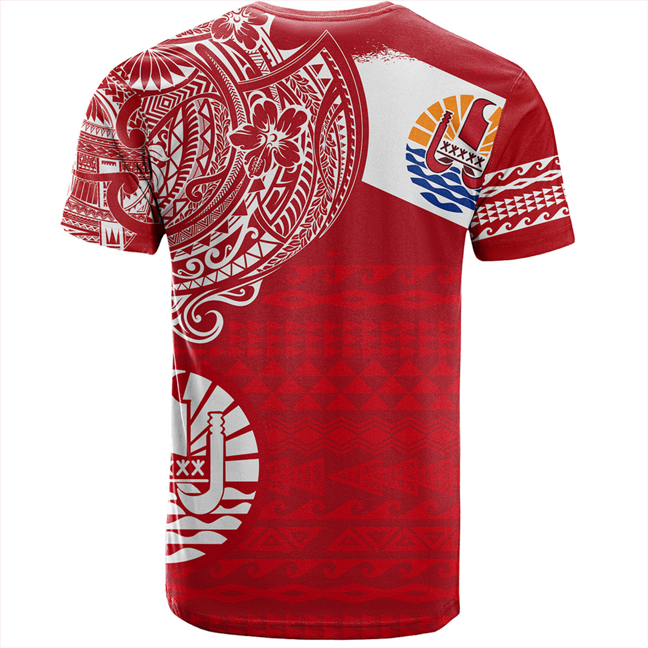 Polynesian T Shirt French Polynesia Flag With Coat Of Arms