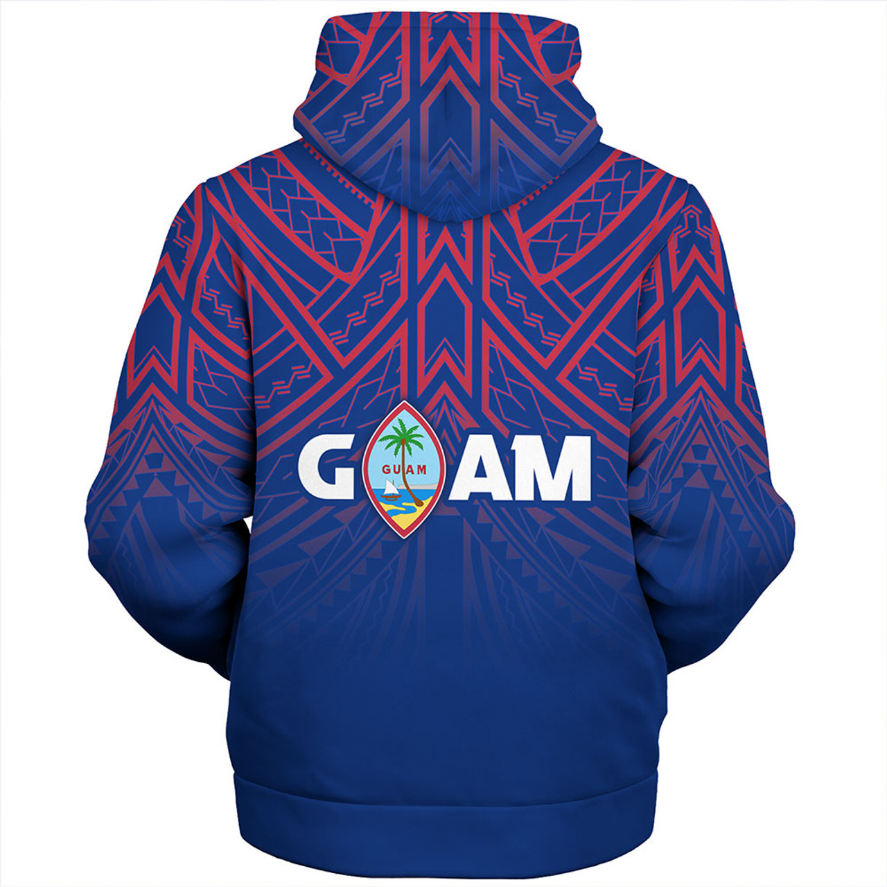 Guam Sherpa Hoodie Flag Color With Traditional Patterns