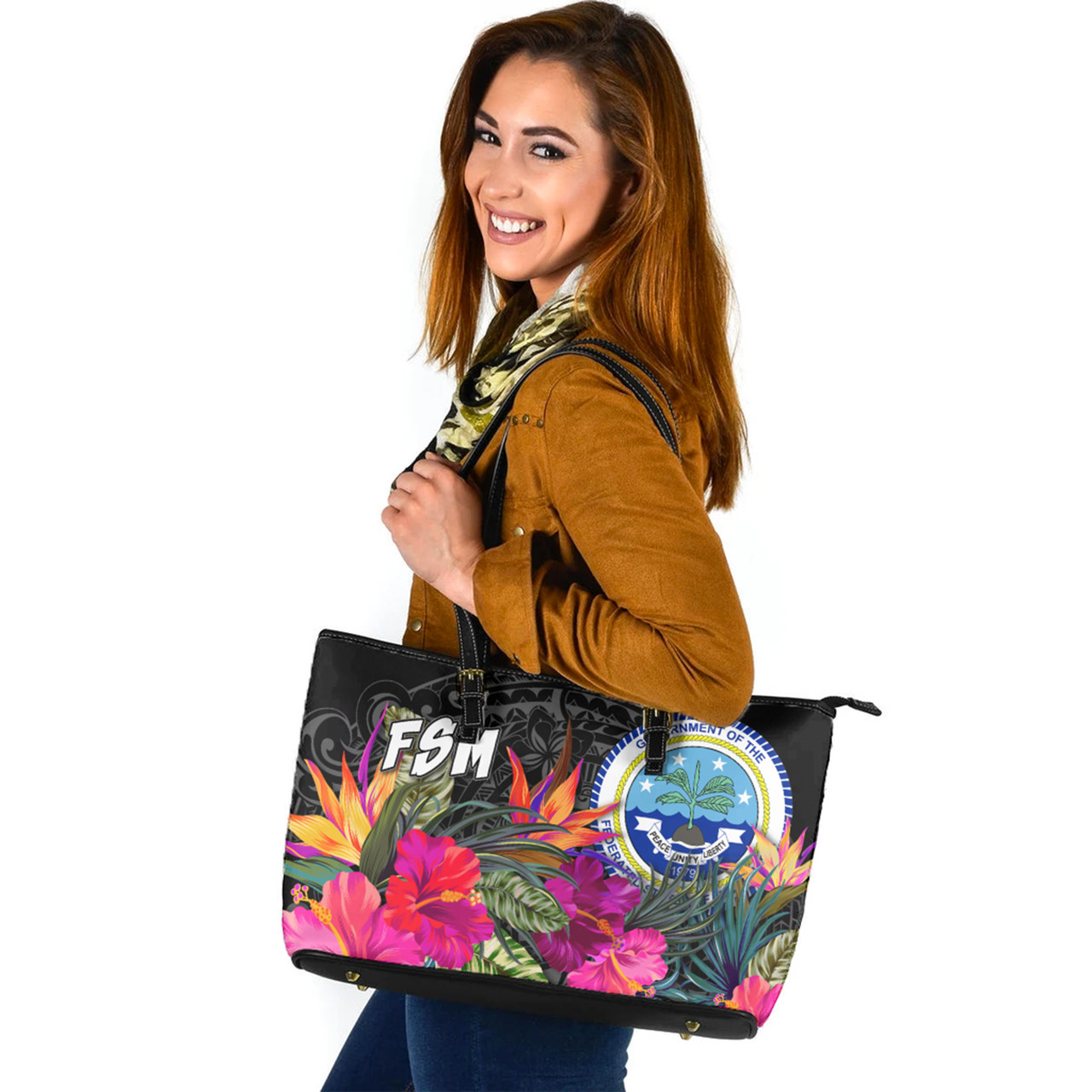 Federated States Of Micronesia Custom Personalised Leather Tote
