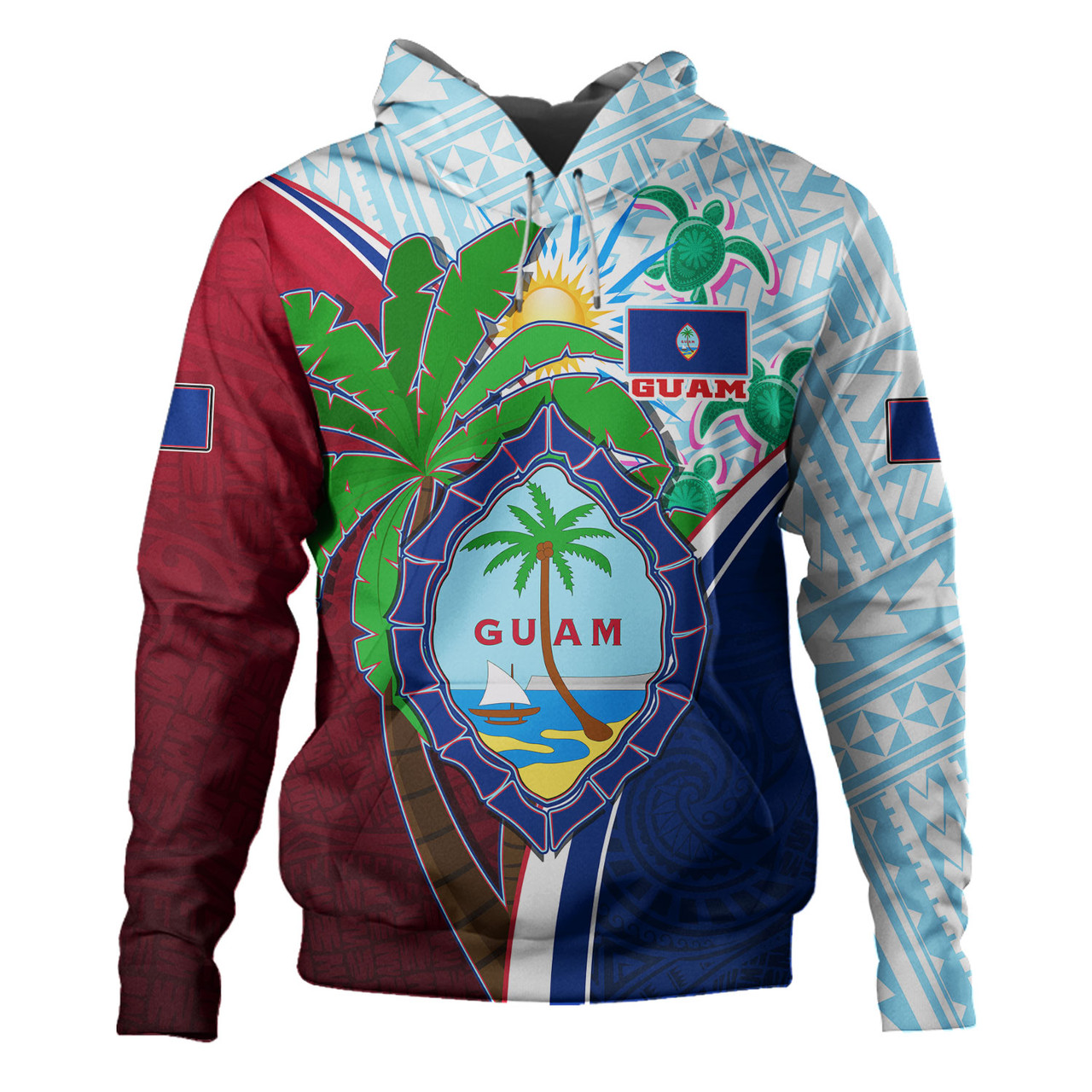 Guam Hoodie Custom Guam Chamorro Coconut Tree Of Life Polynesian Tribal