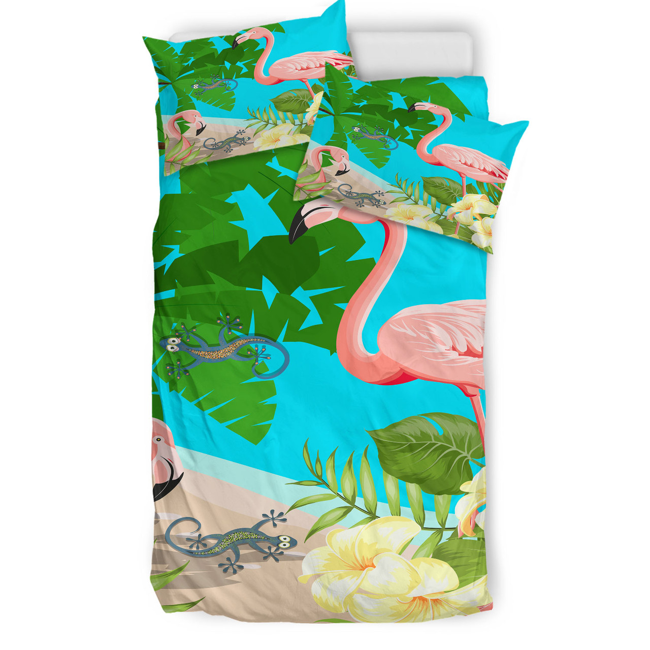Polynesian Bedding Set Flamingo Bird And Plumeria Tropical Bedding Set