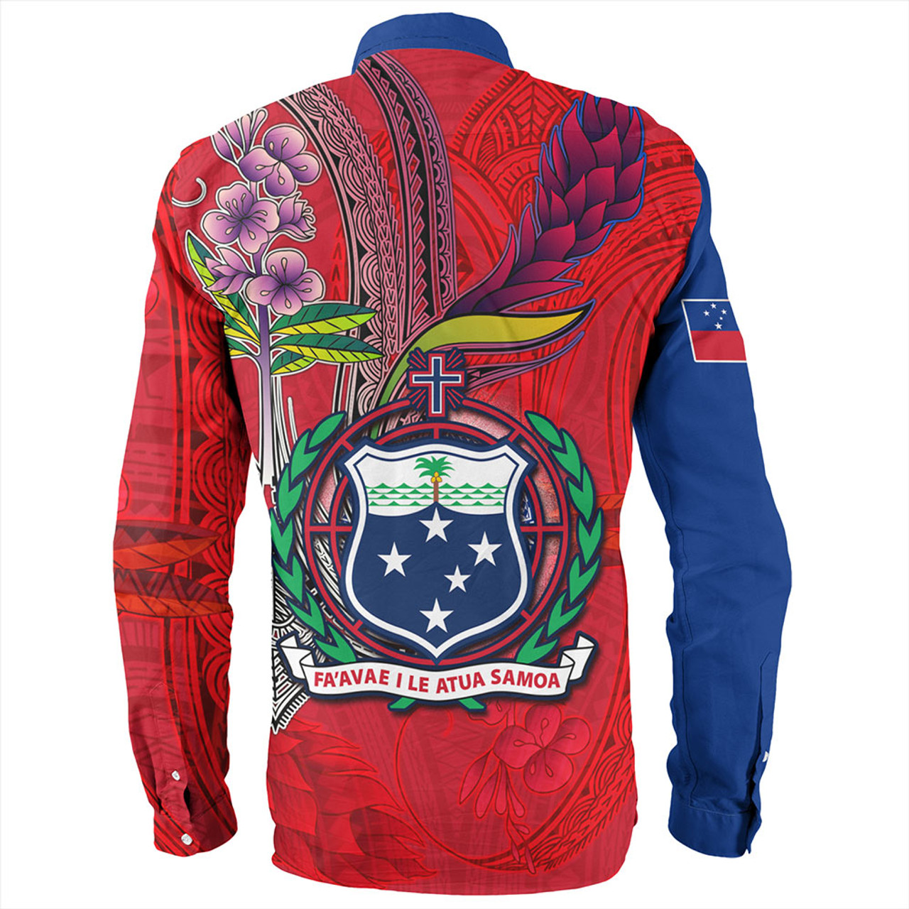 Samoa Long Sleeve Shirt Samoa Flag With Seal Teuilia Flowers Tradition