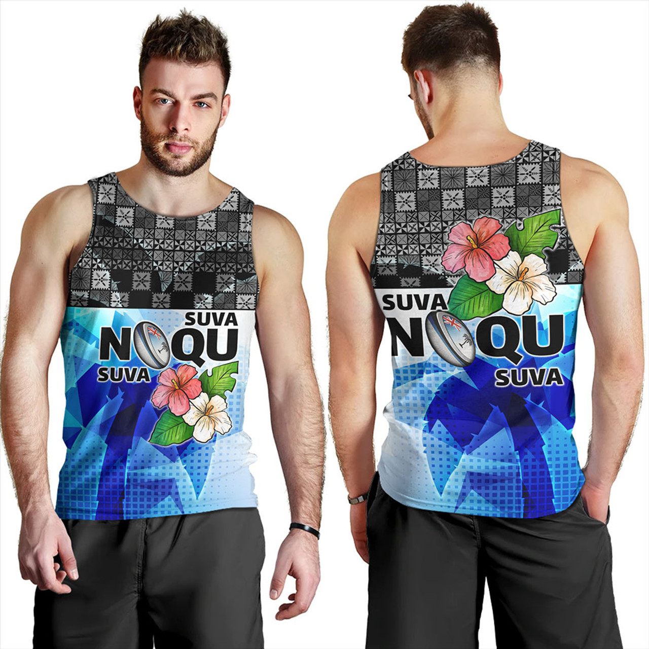 Fiji Tank Top Suva Noqu Suva Hibiscus Flowers Fijian Patterns