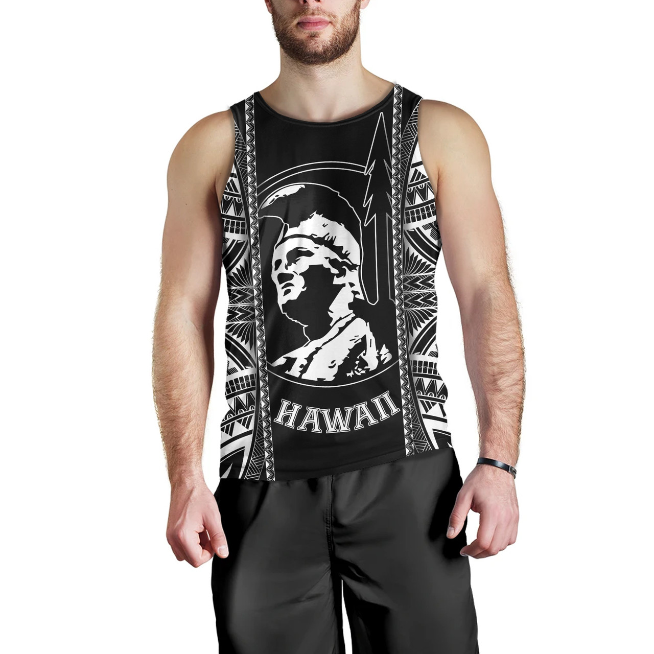 Hawaii Custom Personalised Tank Top King Kamekameha Black And White