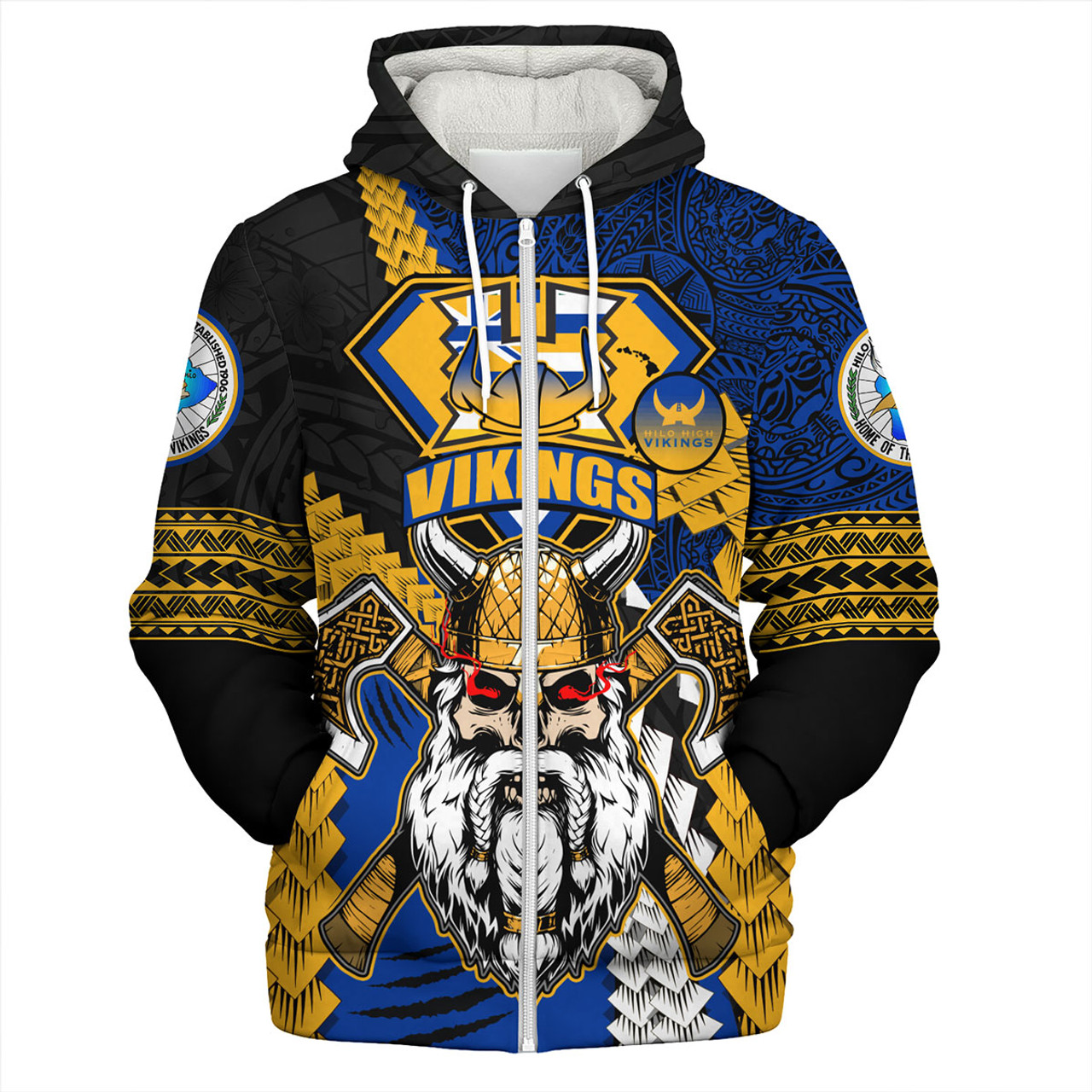 Hawaii Sherpa Hoodie Custom Hilo High School Home Of The Vikings