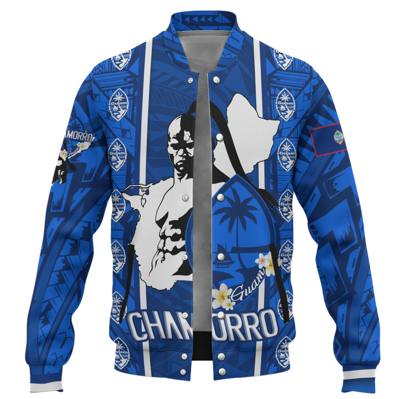 Guam Custom Personalised Baseball Jacket Chamorro Warrior Traditional