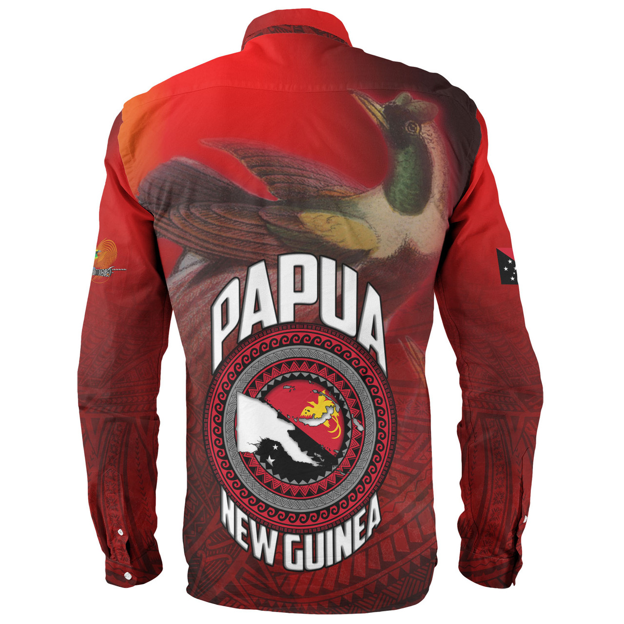 Papua New Guinea Long Sleeve Shirt Paradisaea Bird Traditional Patterns