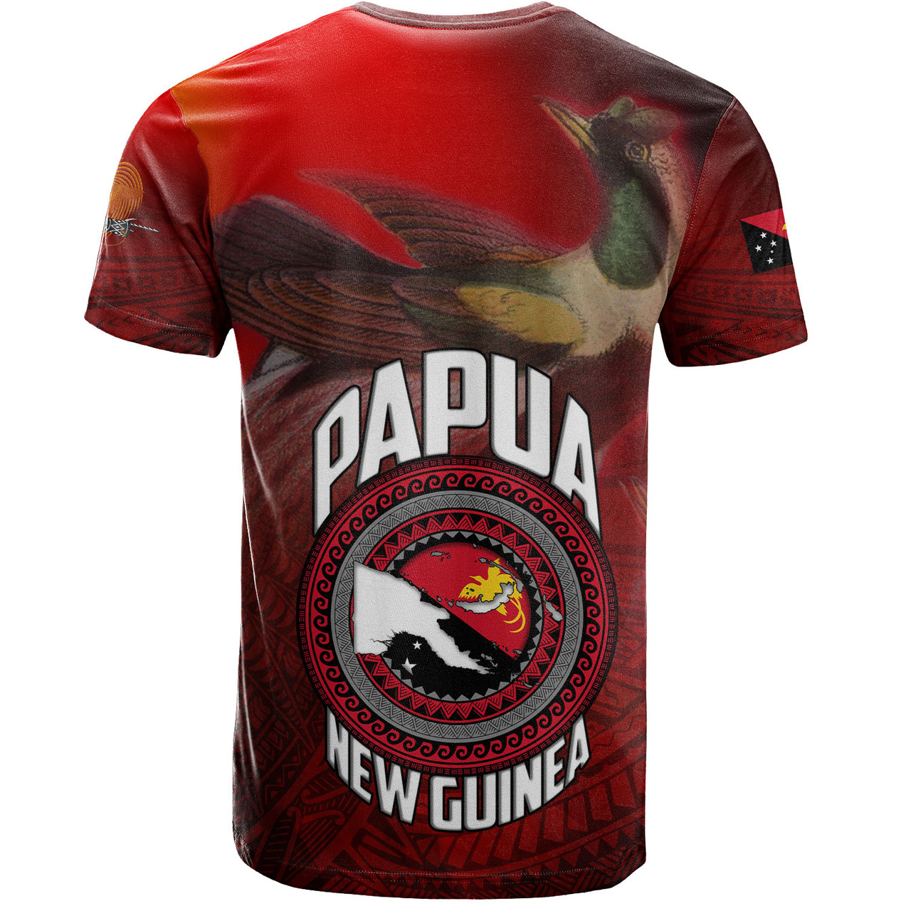 Papua New Guinea T Shirt Paradisaea Bird Traditional Patterns Style