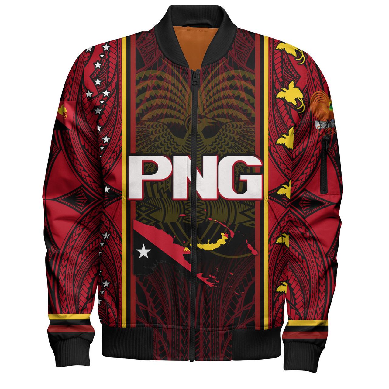 Papua New Guinea Custom Personalised Bomber Jacket Seal And Map Tribal