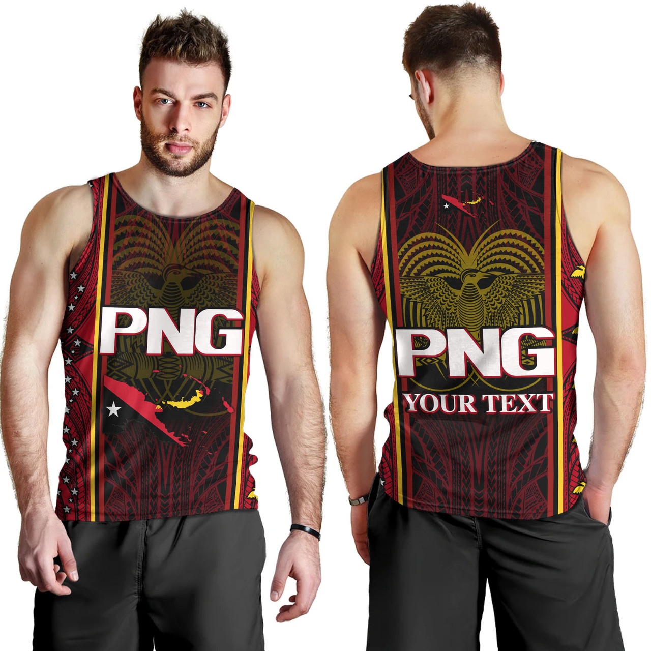 Papua New Guinea Custom Personalised Tank Top Seal And Map Tribal