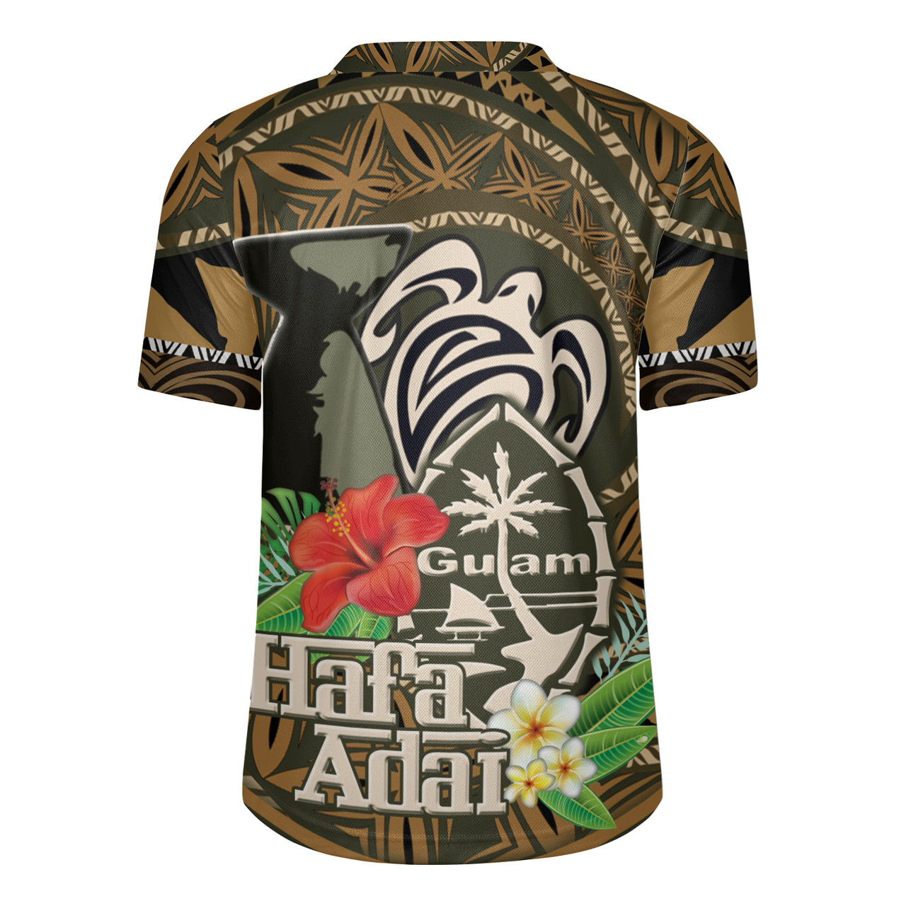 Guam Hafa Adai Seal Flower Tropical Retro Style Mens All Over Printing