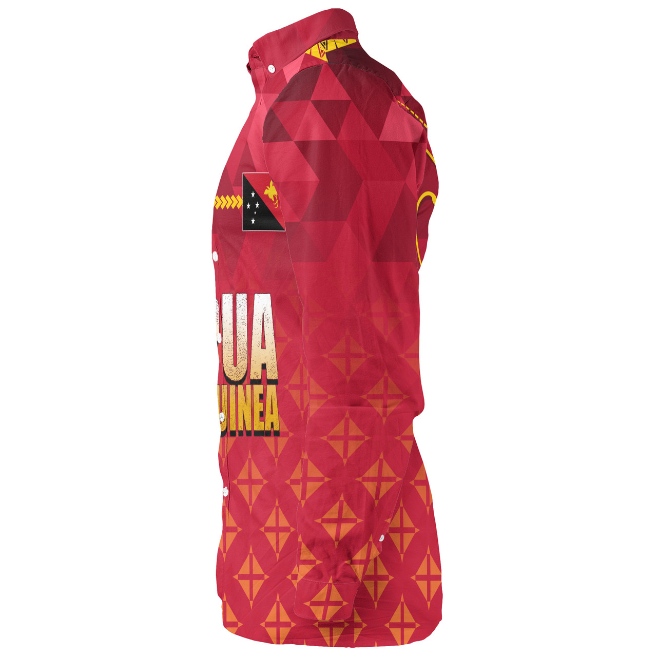 Papua New Guinea Long Sleeve Shirt Lowpolly Pattern With Polynesian Motif