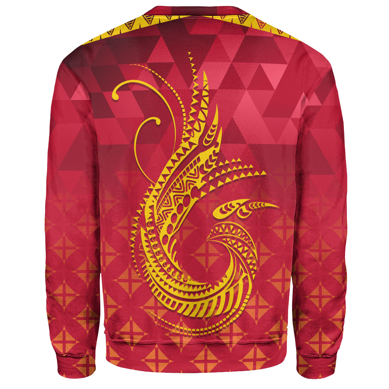 Papua New Guinea Sweatshirt Lowpolly Pattern With Polynesian Motif