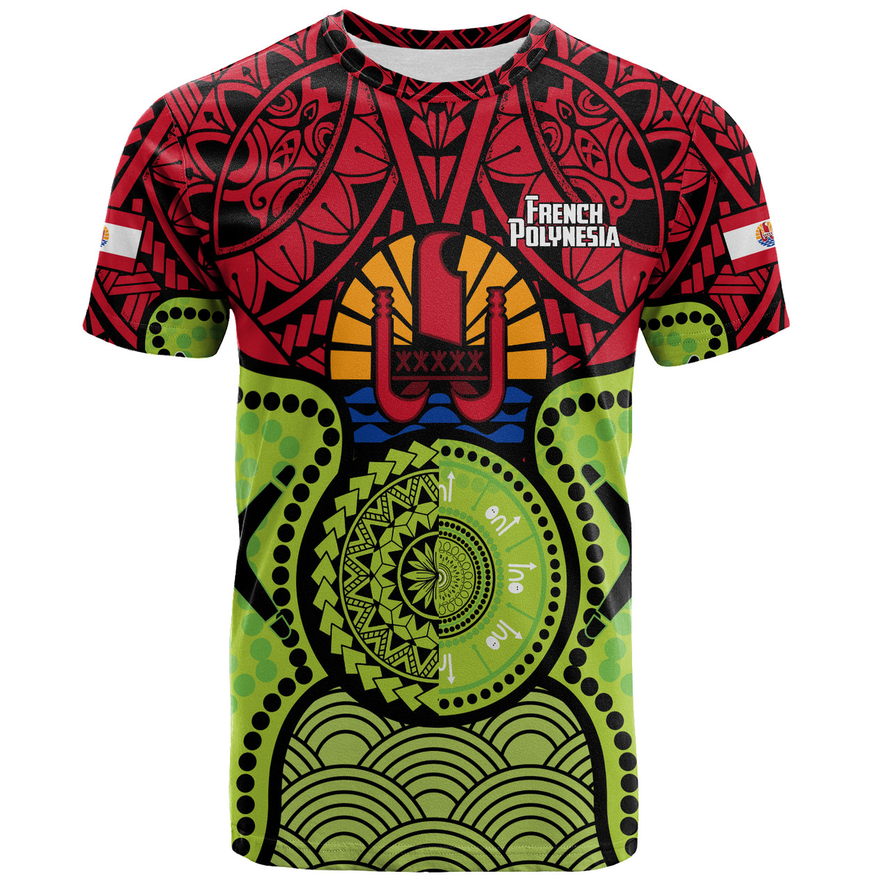 French Polynesia T Shirt Native Polynesian Mix Aboriginal Patterns