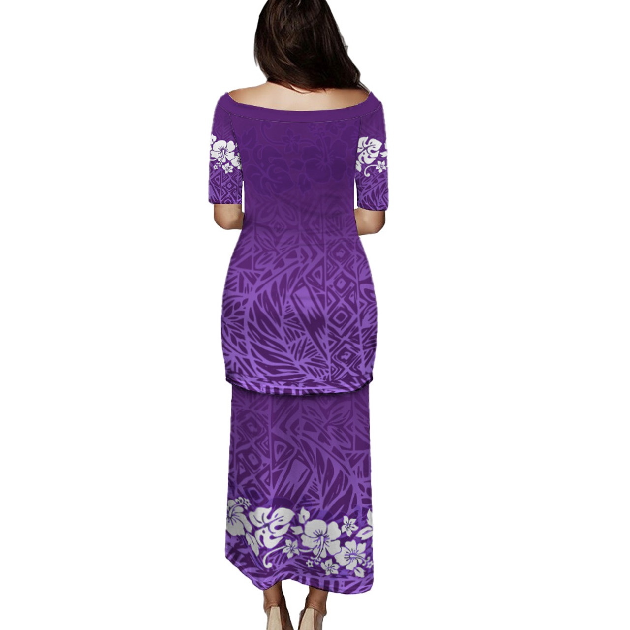 Polynesian Combo Puletasi And Shirt Purple Color Style