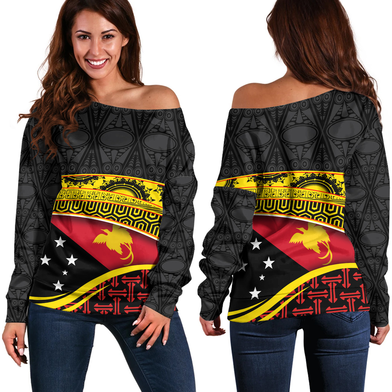 Papua New Guinea Custom Personalized Off Shoulder Sweatshirt With