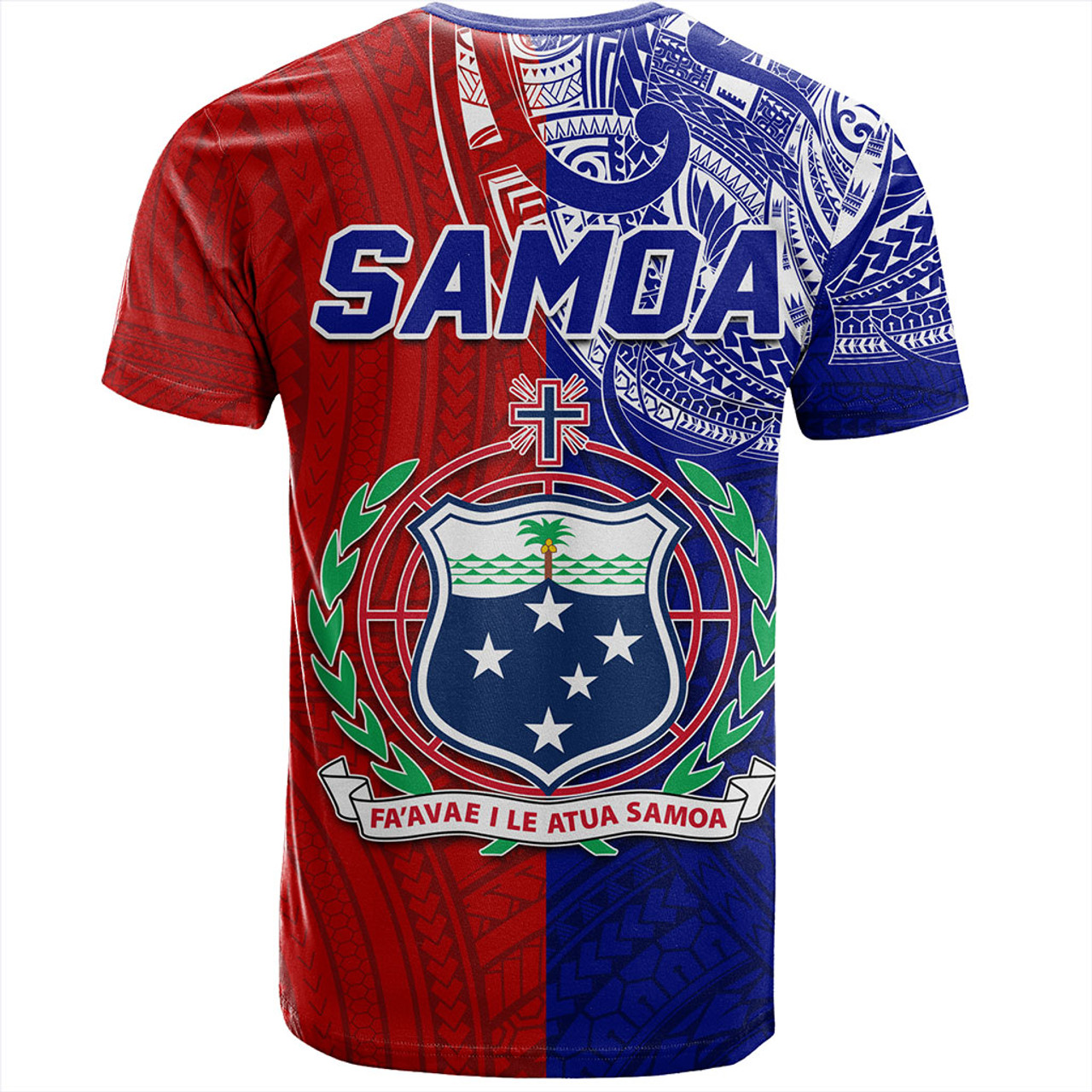 Samoa T Shirt Custom Half Style Flag And Coat Of Arms