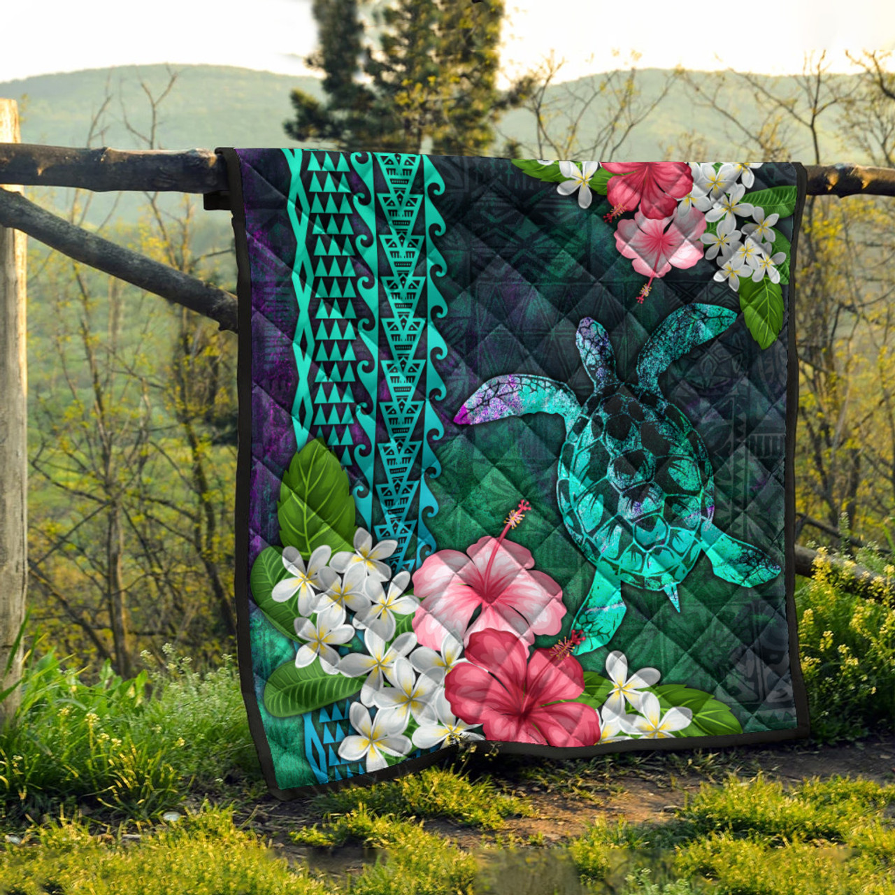 Hawaii Premium Quilt Sea Turtle Abstract Background With Tropical