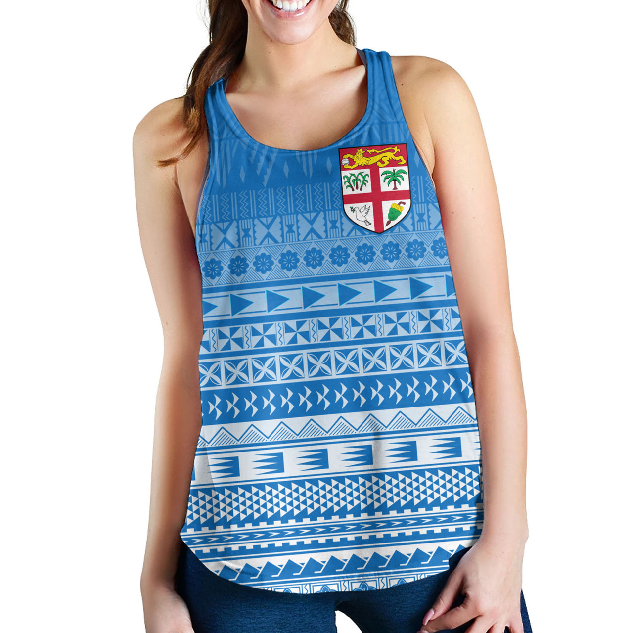 Fiji Custom Personalised Women Tank Tapa Fijian Seamless Pattern