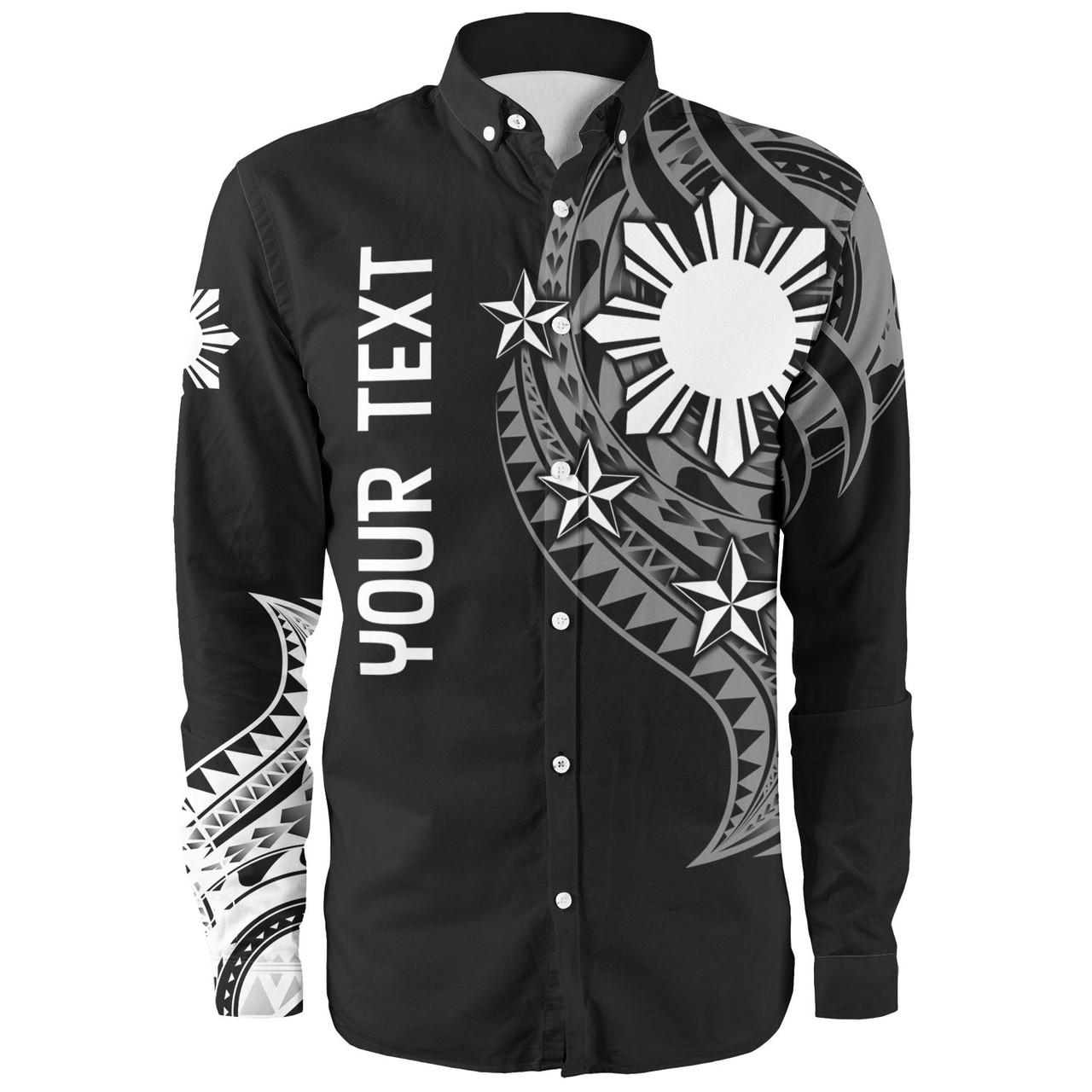 Philippines Filipinos Custom Personalised Long Sleeve Shirt Tatau White