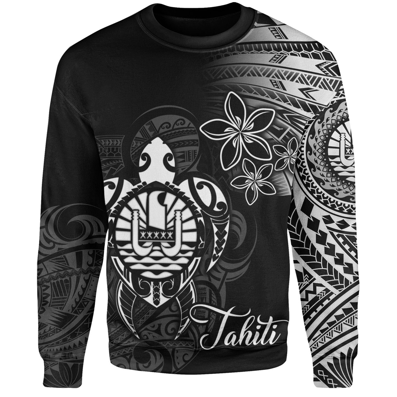French Polynesia Custom Personalised Sweatshirt Seal Turtle Plumeria