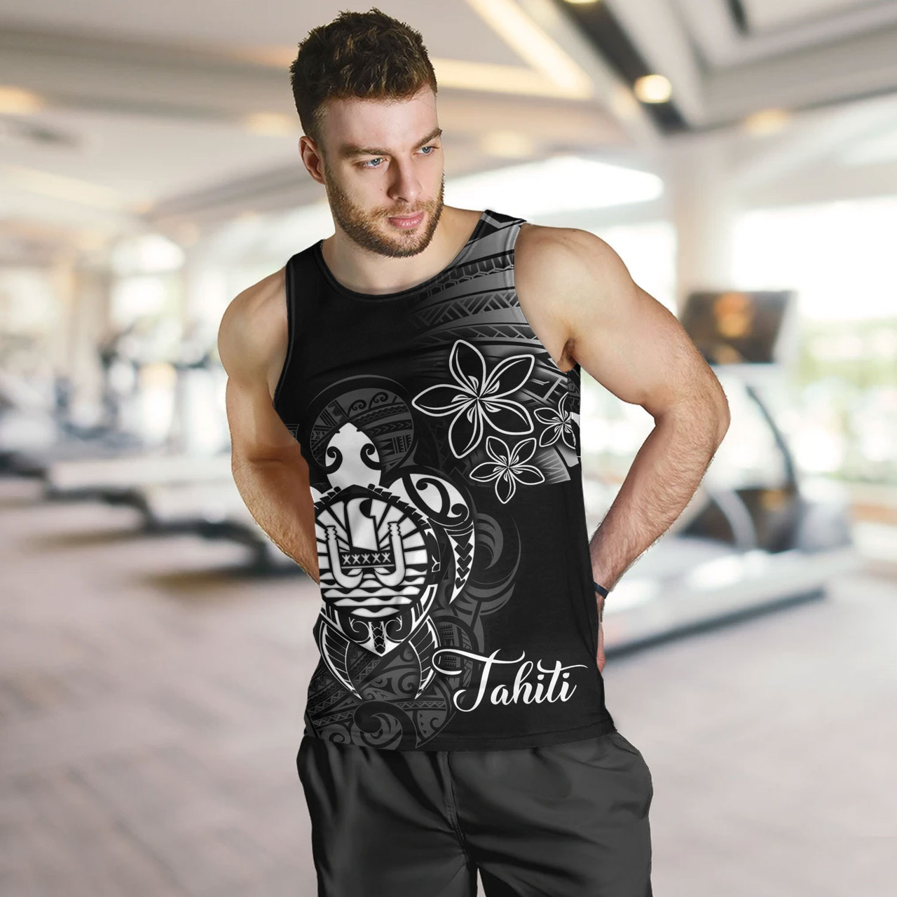 French Polynesia Custom Personalised Tank Top Seal Turtle Plumeria