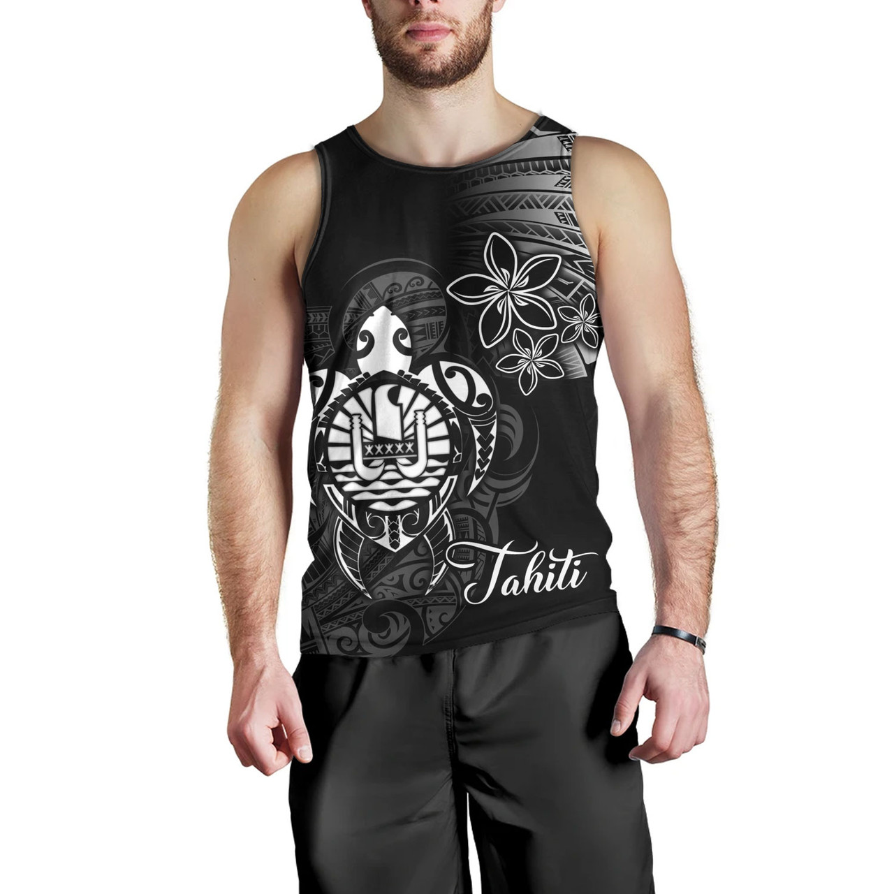 French Polynesia Custom Personalised Tank Top Seal Turtle Plumeria