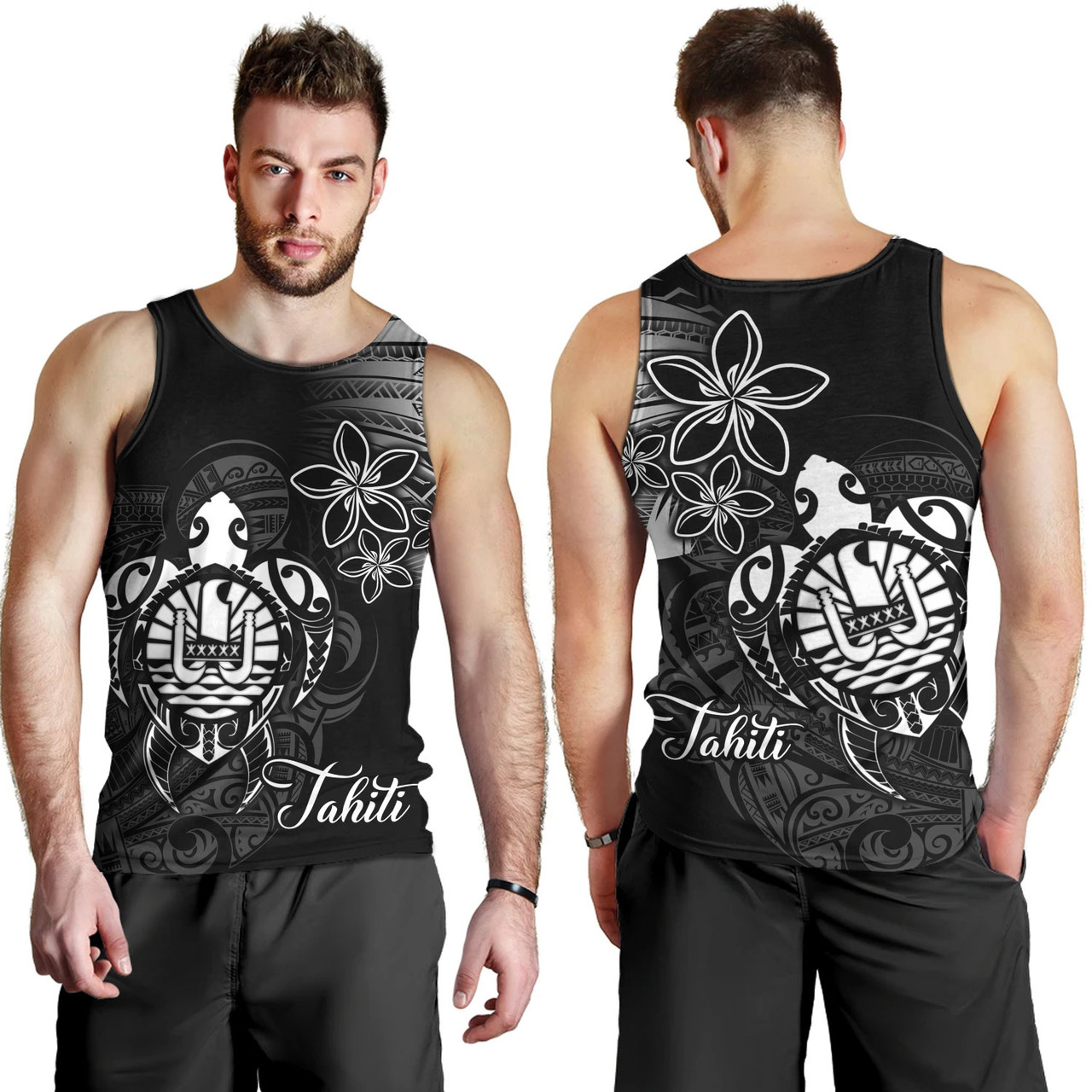 French Polynesia Custom Personalised Tank Top Seal Turtle Plumeria