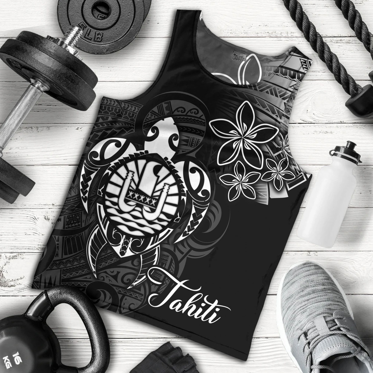 French Polynesia Custom Personalised Tank Top Seal Turtle Plumeria