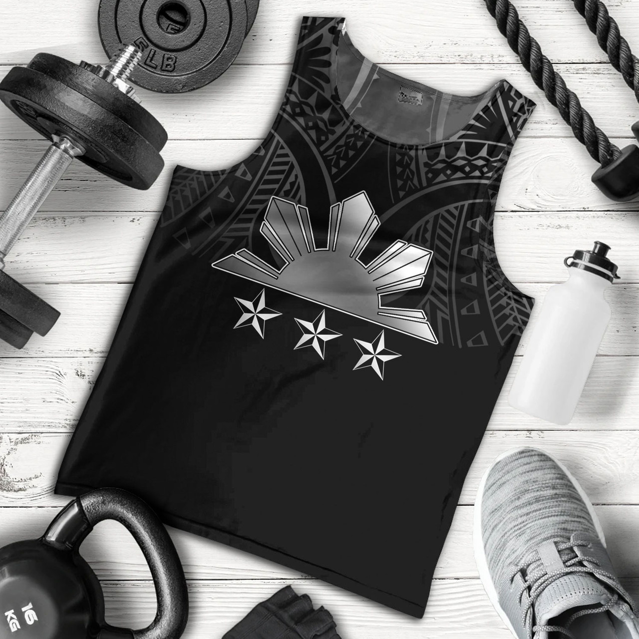 Philippines Filipinos Custom Personalised Tank Top Black Sun And Stars